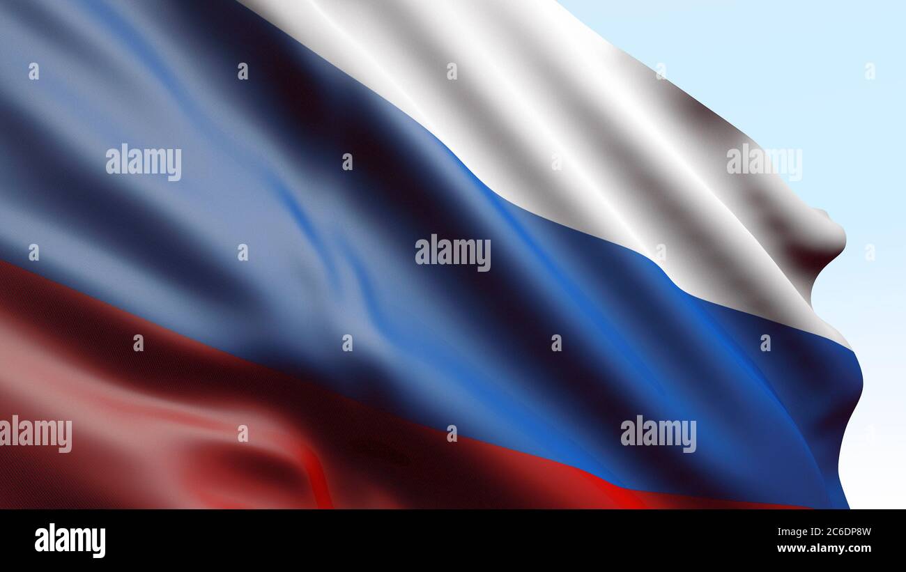 Russian flag in the wind, computer graphics. Russian flag, texture with ...