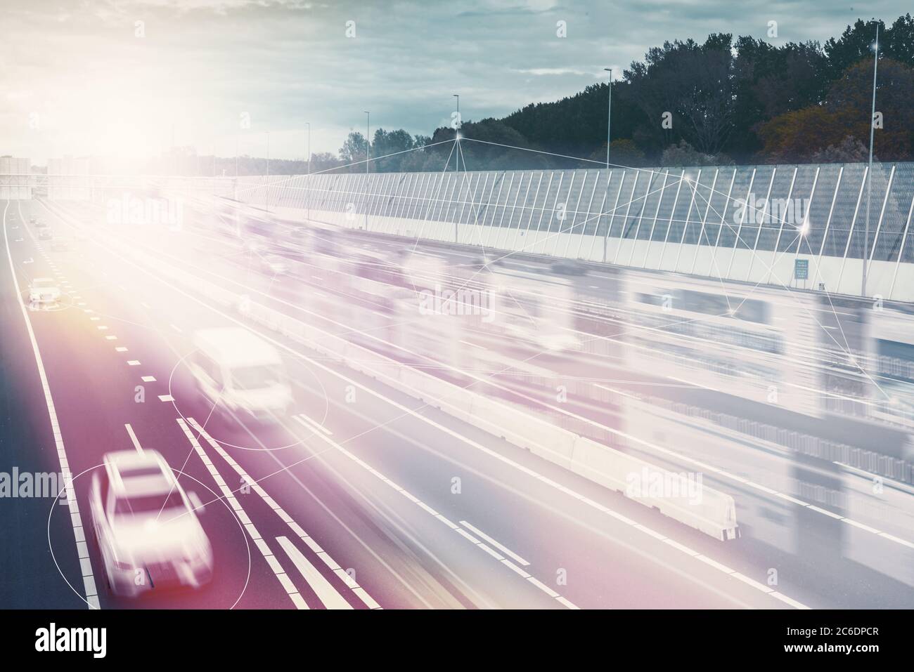 Smart Traffic System Concept, car, connection, transportation, Big data ...