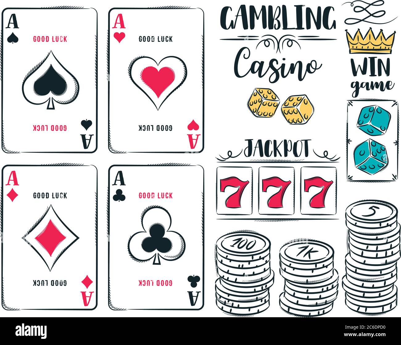 Gambling cards sketch hi-res stock photography and images - Alamy