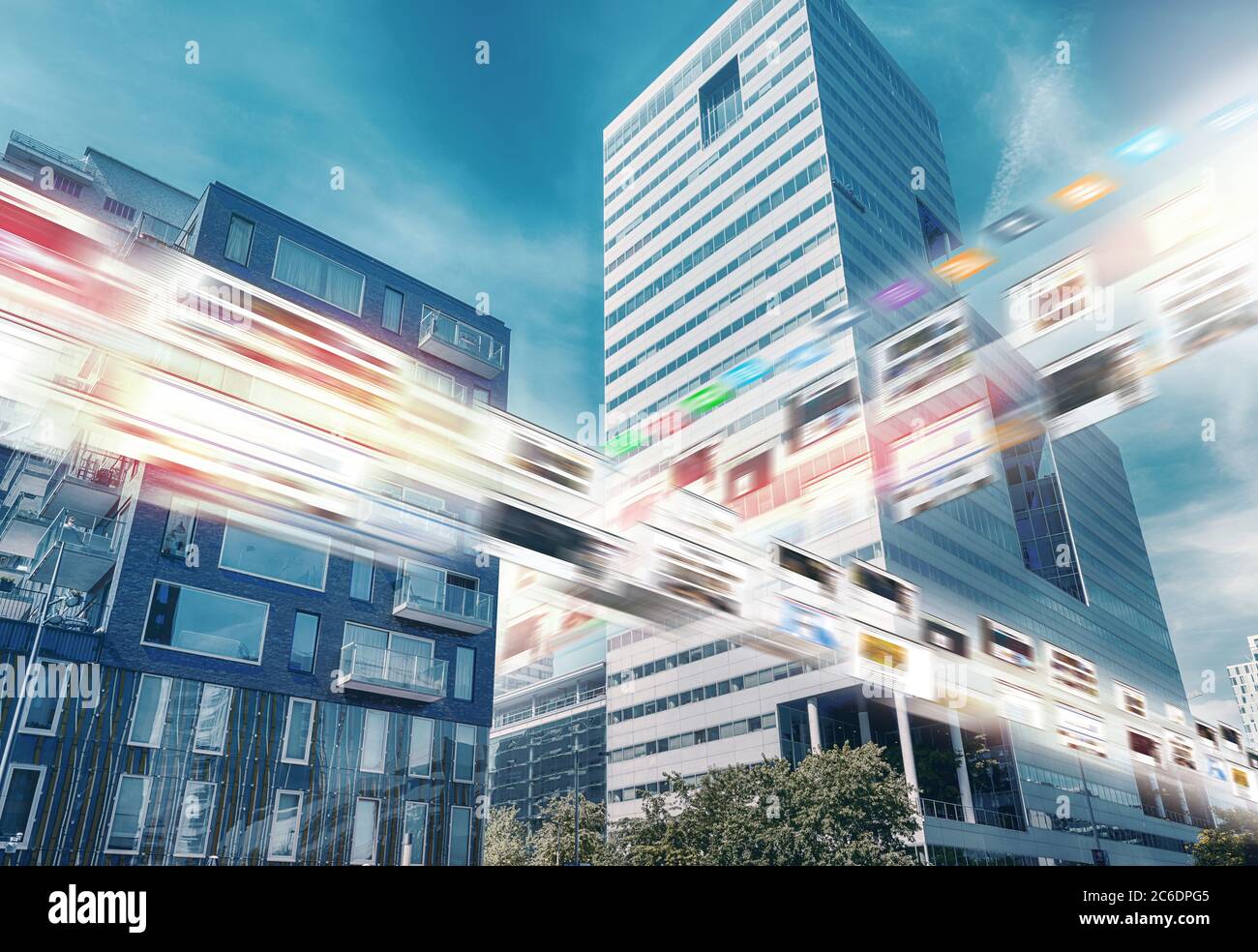 Modern living, Zuidas Amsterdam, IOT, network concept. Smart city. 5G ...