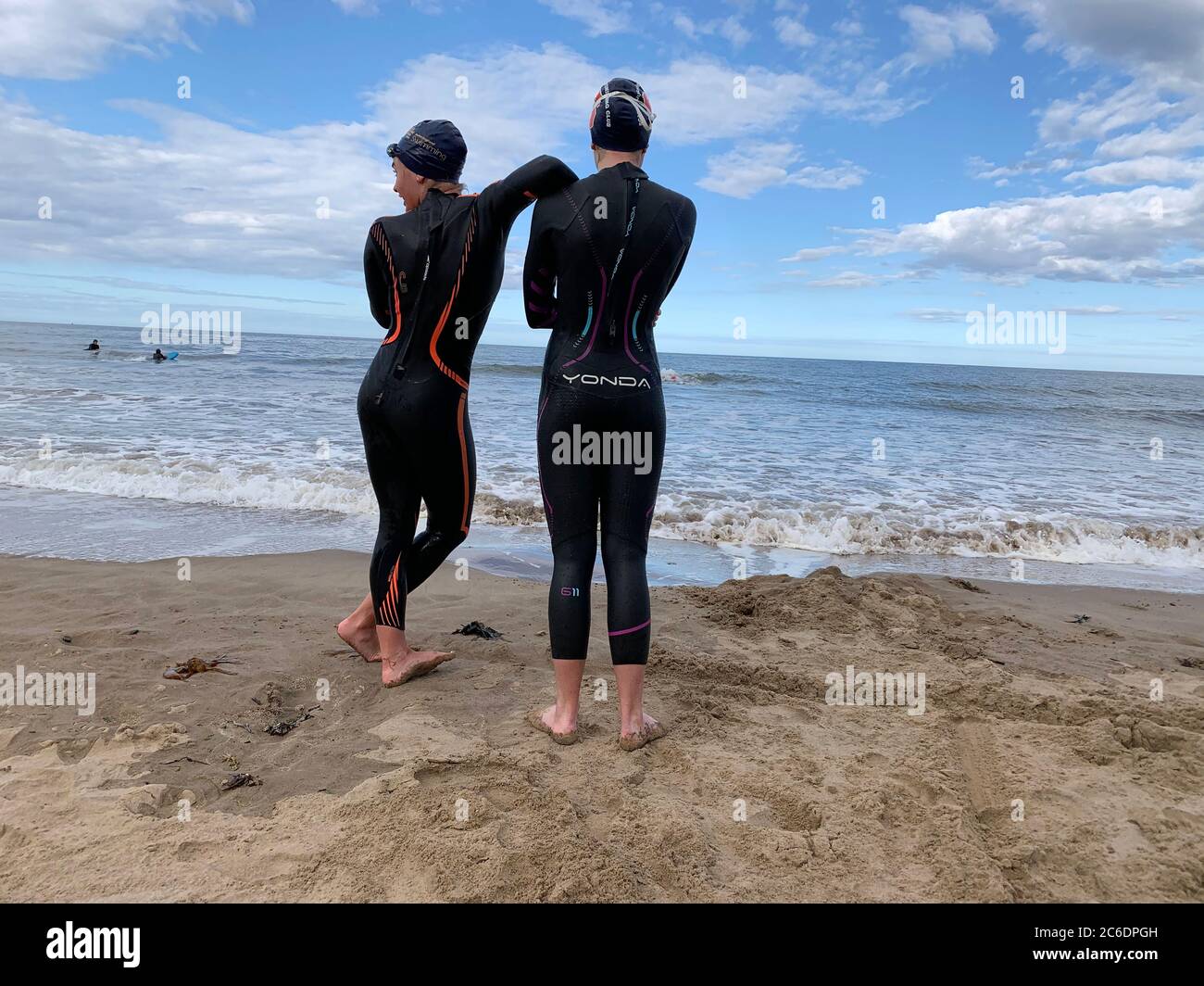 Members of Scarborough Swim Club open water swim training at North Bay ...
