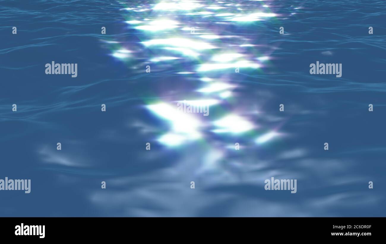 blue water ripples, sun ray light reflection Stock Photo - Alamy