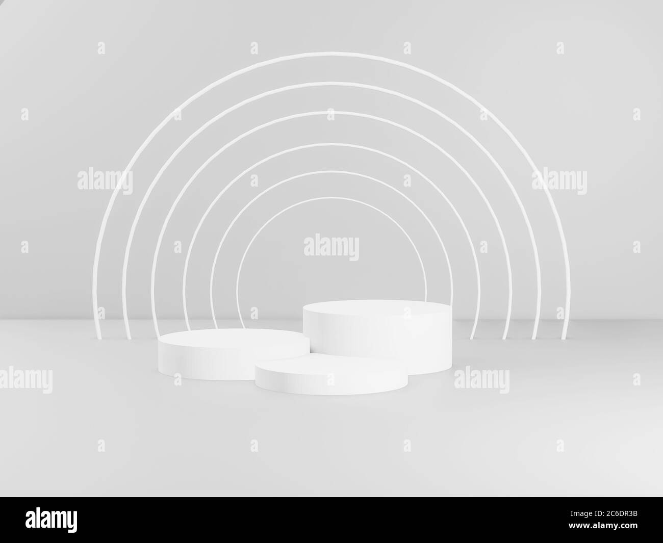 3d render of total white podiums for products. winner platform Stock ...