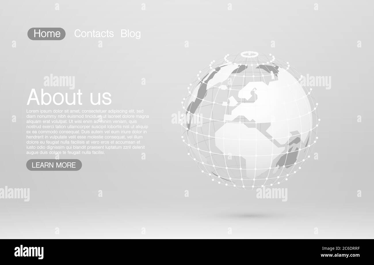 Concept global planet earth point grey background. Vector illustration ...