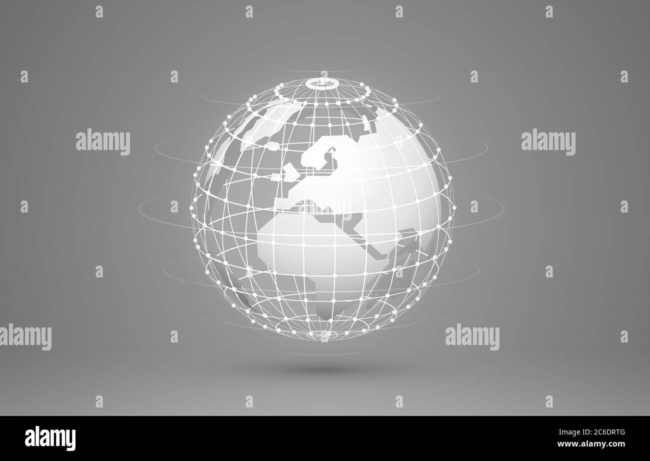 Concept global planet earth point grey background. Vector illustration ...