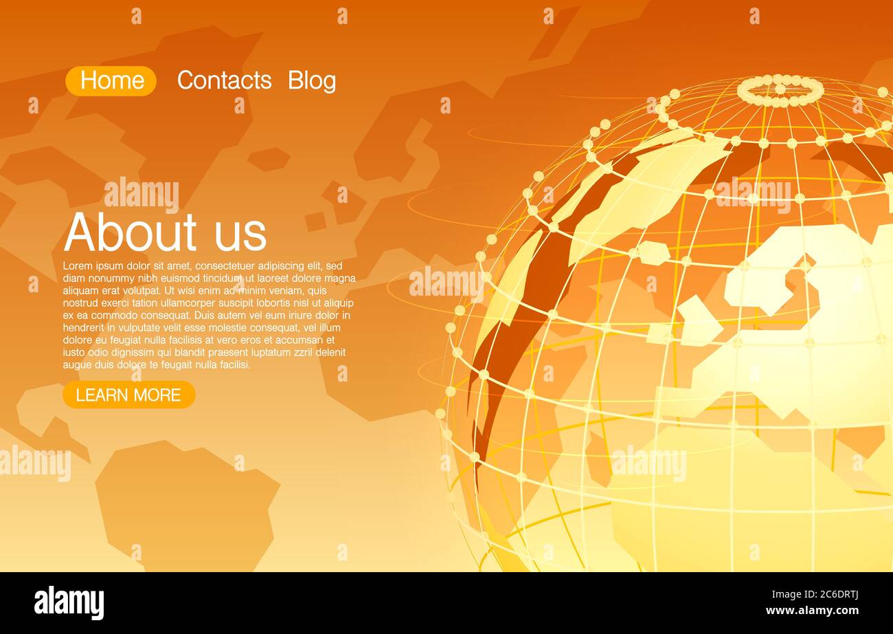 Concept global planet earth point orange background. Vector ...