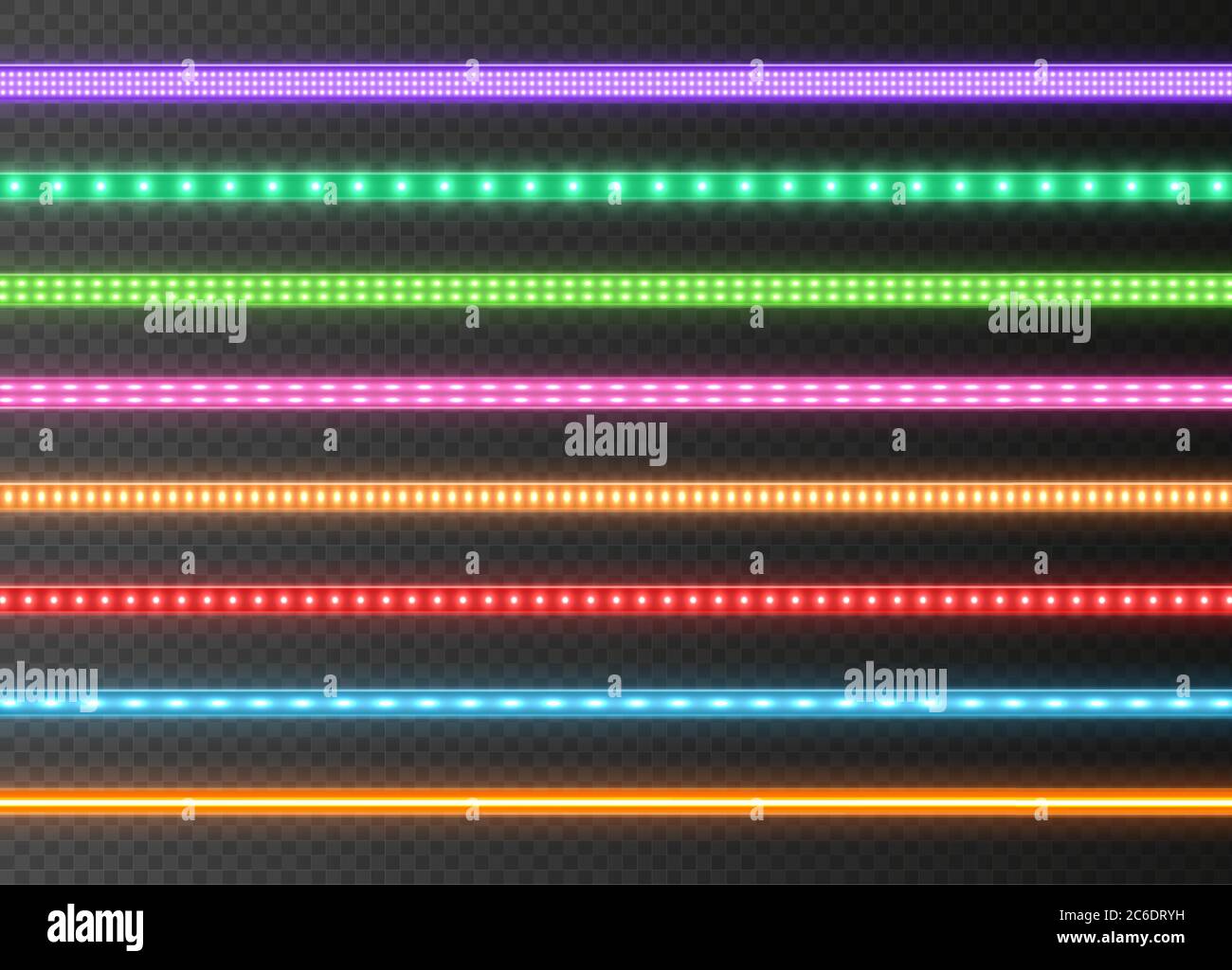 Colorful LED strips collection, bright luminous ribbons isolated on a ...