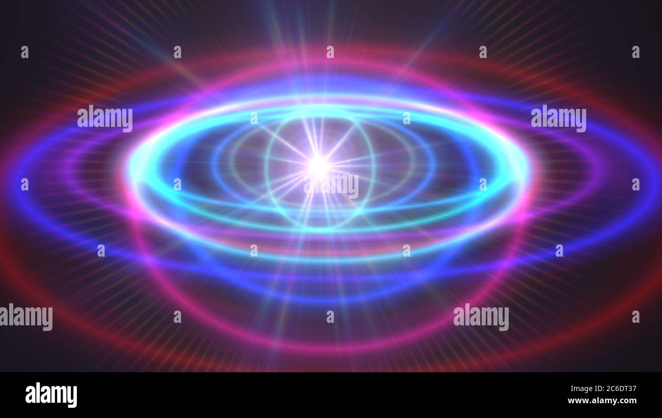 Abstract atom color rings background ray light Stock Photo - Alamy