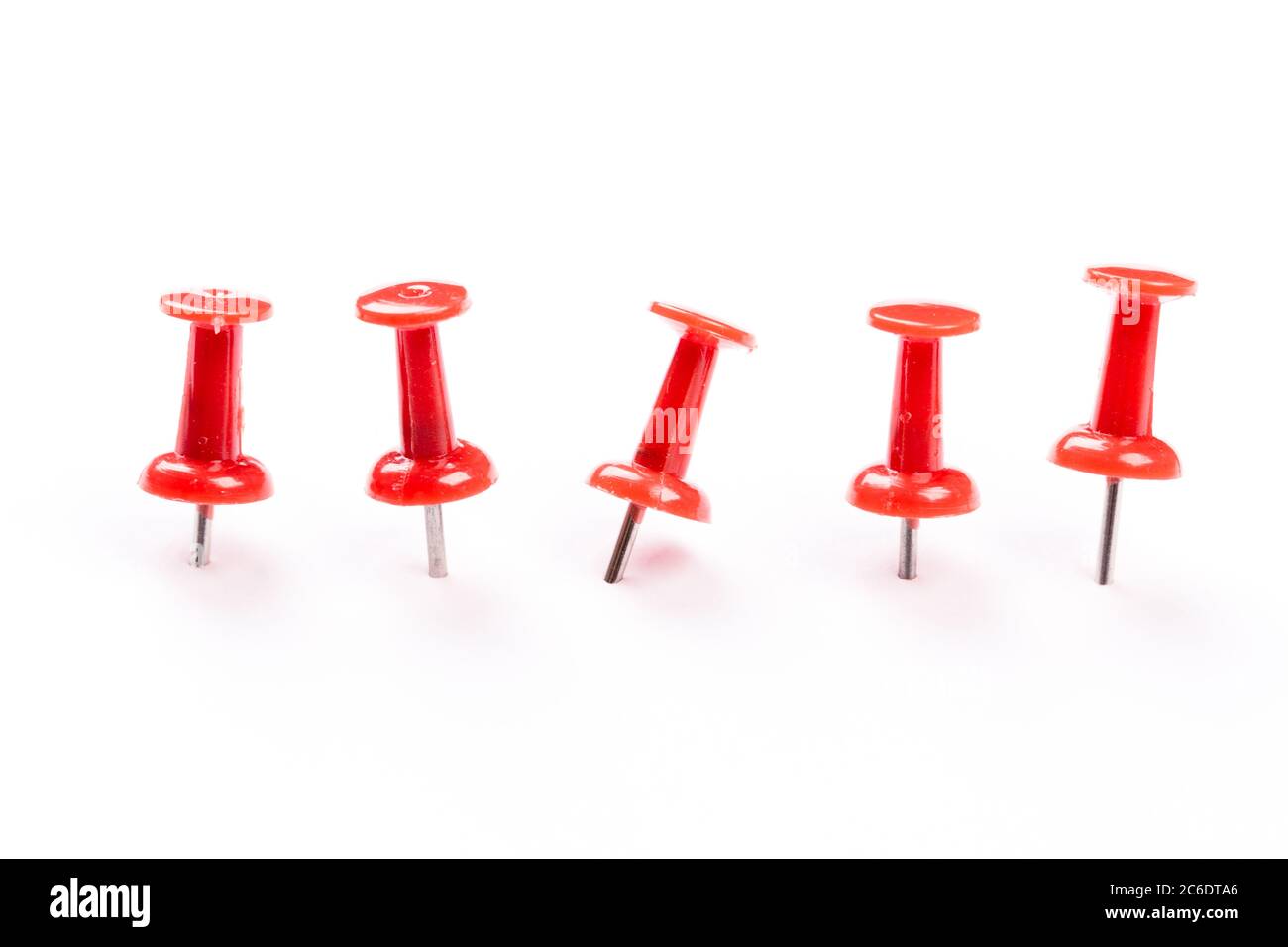 set of red push pins isolated on white background Stock Photo - Alamy