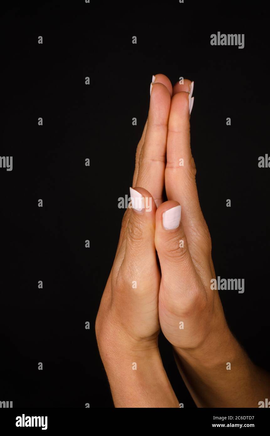 Female hands in praying gesture Stock Photo - Alamy