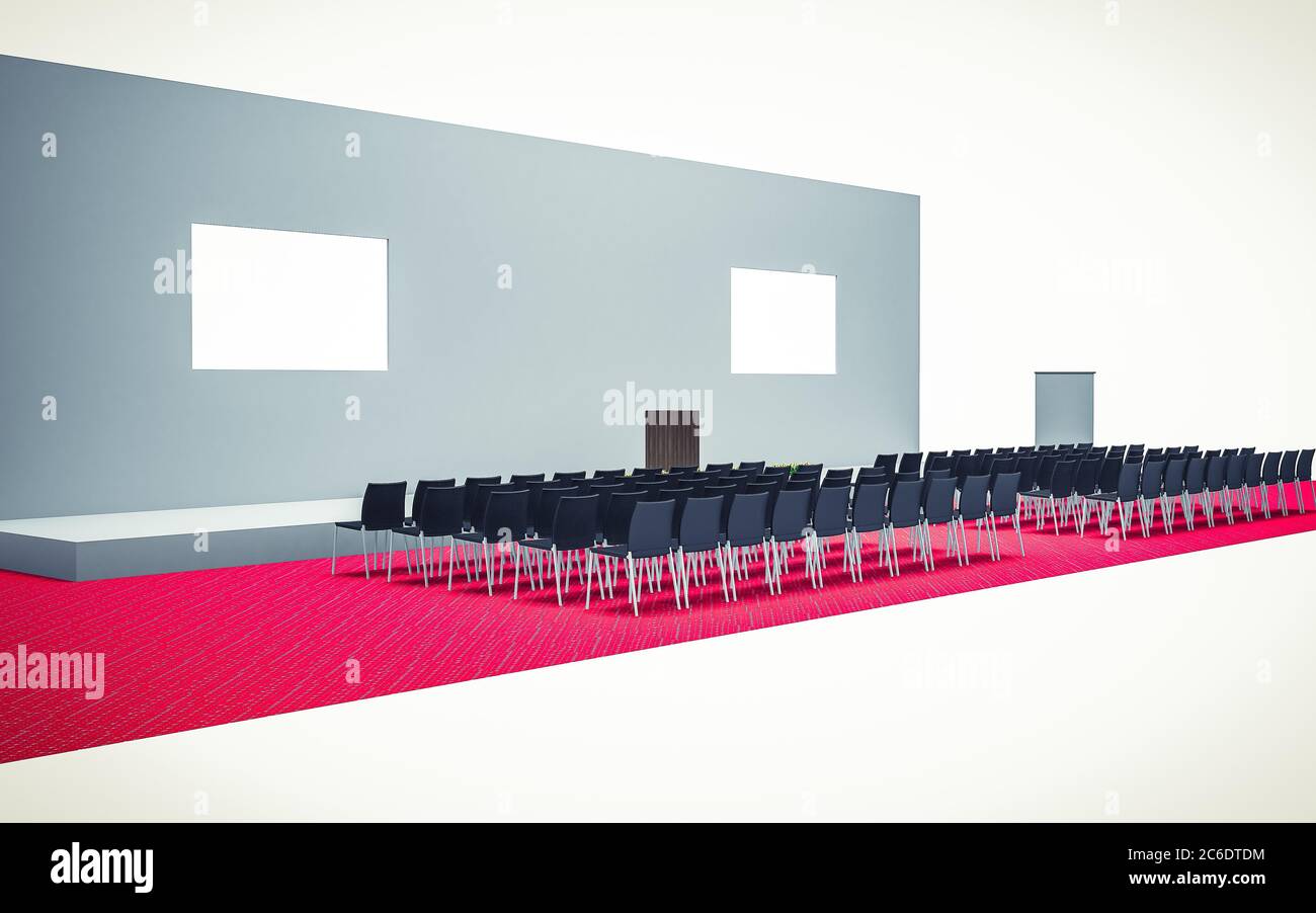 3d render of Conference hall with chairs Stock Photo - Alamy