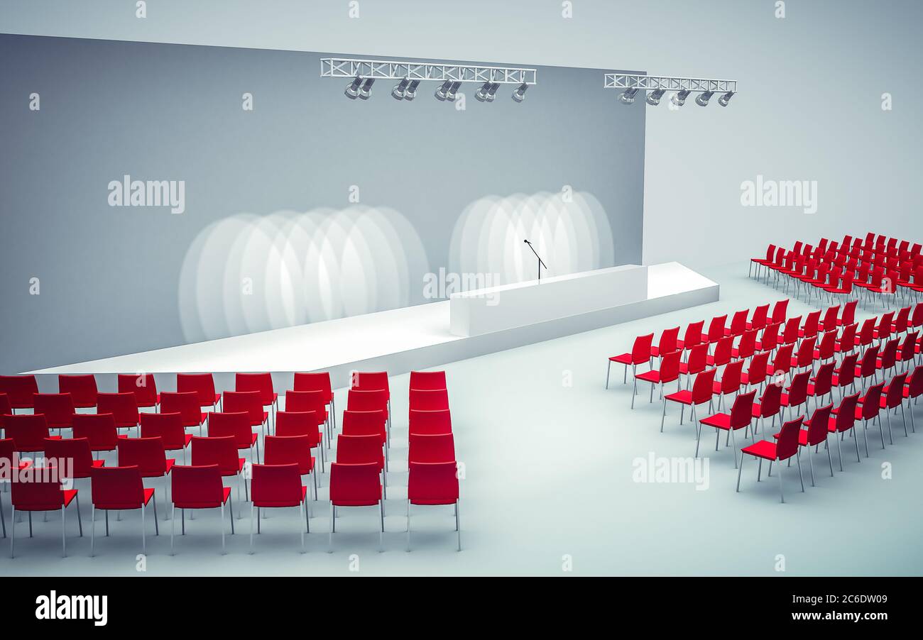 3d render of Conference hall with chairs Stock Photo - Alamy