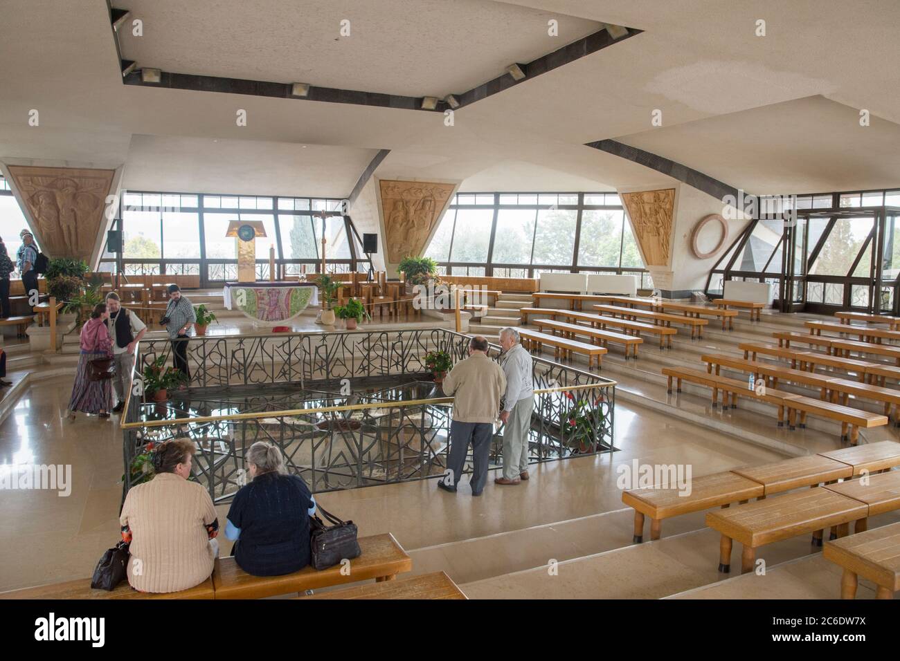 Israel, Sea of Galilee, Interior of the Capernaum Catholic Church built ...