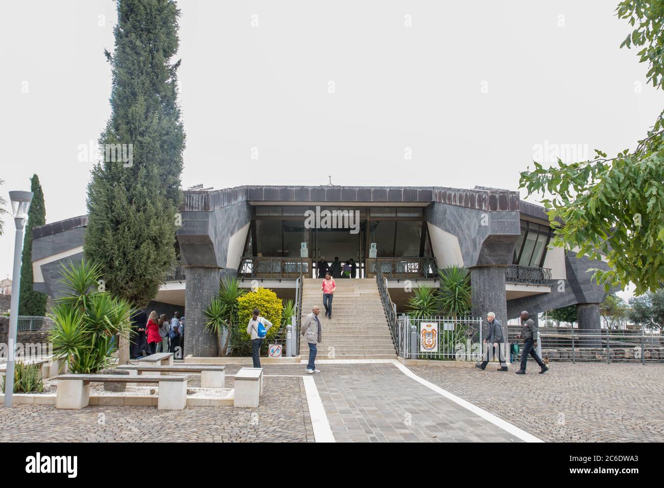 Israel, Sea of Galilee, Exterior of the Capernaum Catholic Church built ...