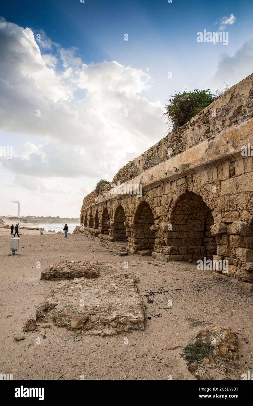 Israel, Caesarea Aqueduct built by the Romans was the water source to ...