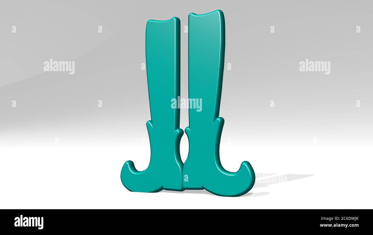 WIZARD BOOTS made by 3D illustration of a shiny metallic sculpture with ...