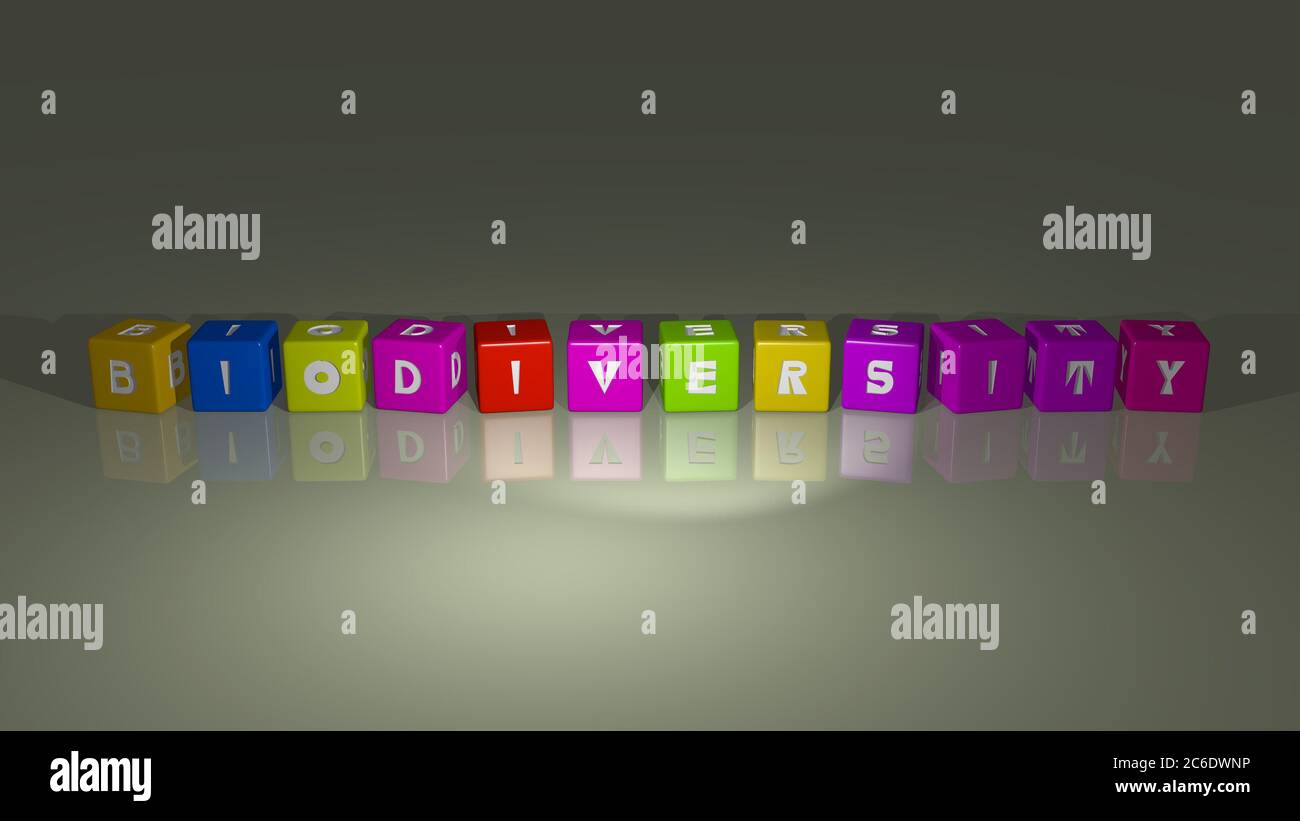 BIODIVERSITY combined by dice letters and color crossing for the ...
