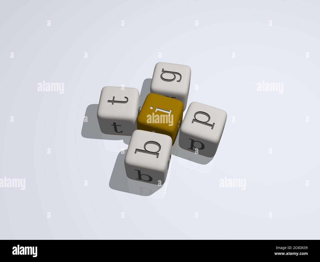 combination of big tip built by cubic letters from the top perspective ...