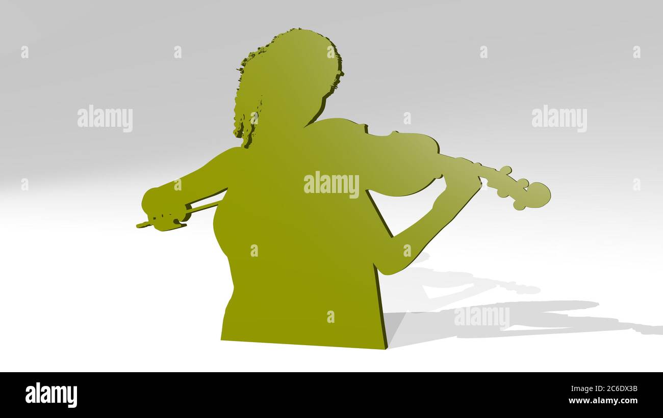 GIRL PLAYING VIOLIN from a perspective with the shadow. A thick ...