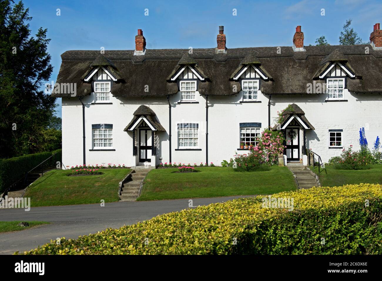 Terrace of estate cottages in the village of Warter, East Yorkshire ...