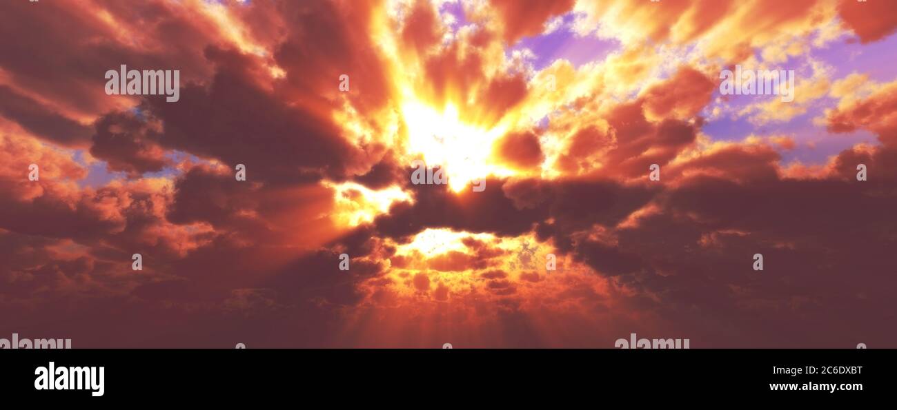 Sunset / sunrise with clouds, light rays and other atmospheric effect ...
