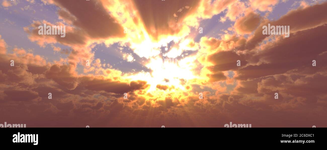 Sunset / sunrise with clouds, light rays and other atmospheric effect ...