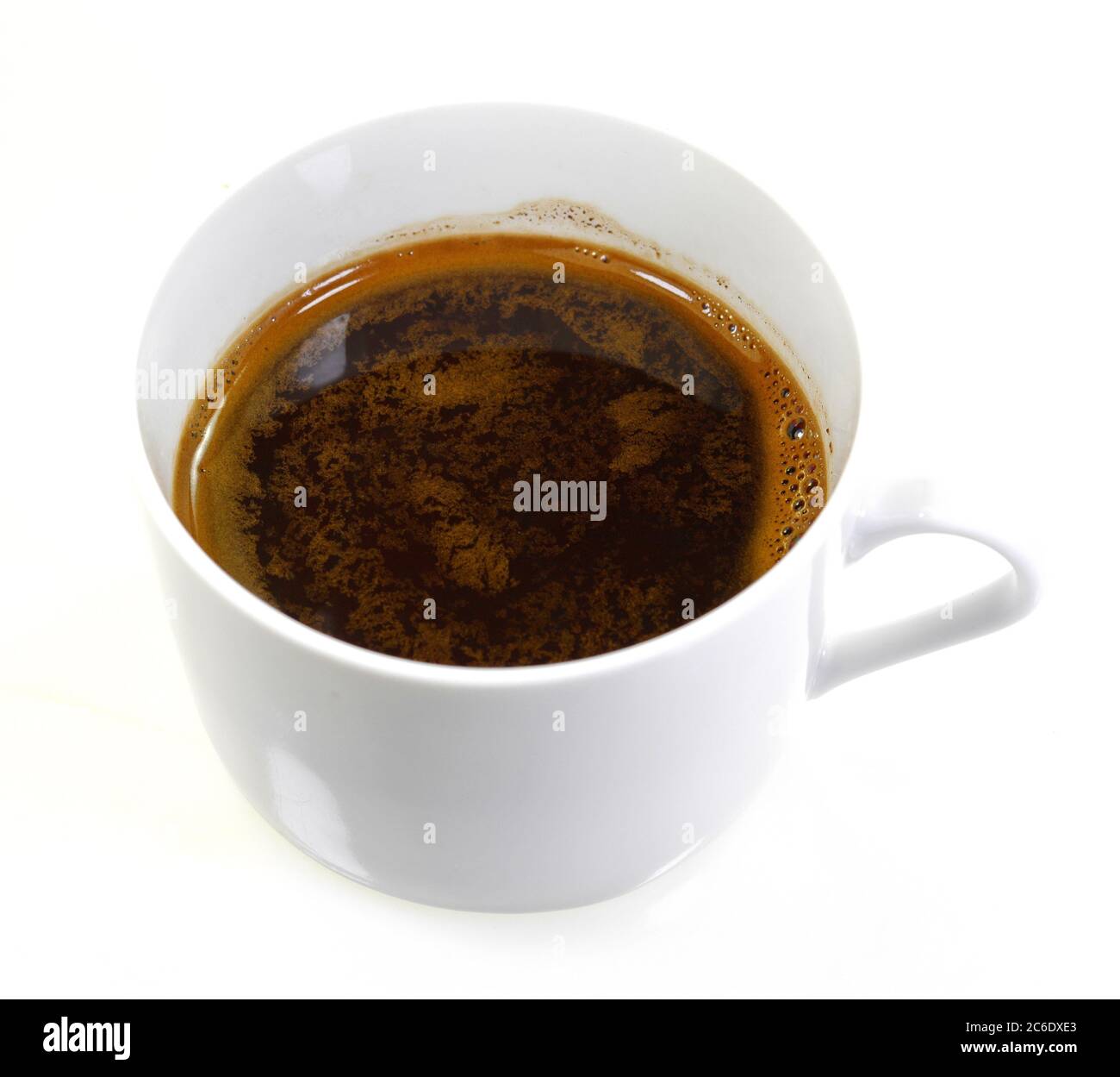 Top view of coffee cup, isolate on white. Espresso coffee in a white ...