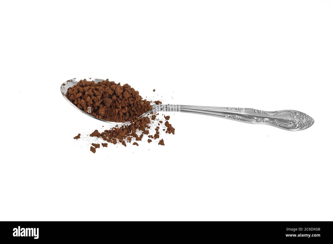 Instant Coffee powder on metal spoon isolated on white background Stock ...