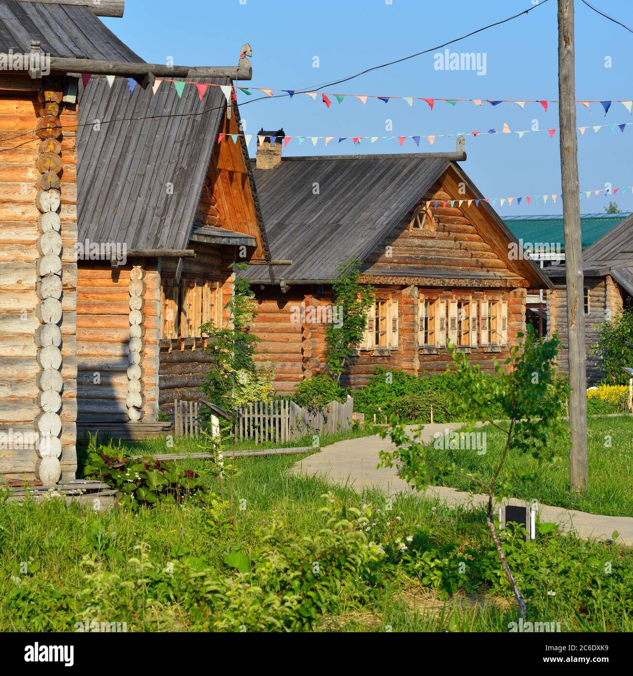 Typical russian old wooden houses in village, Russia Stock Photo - Alamy