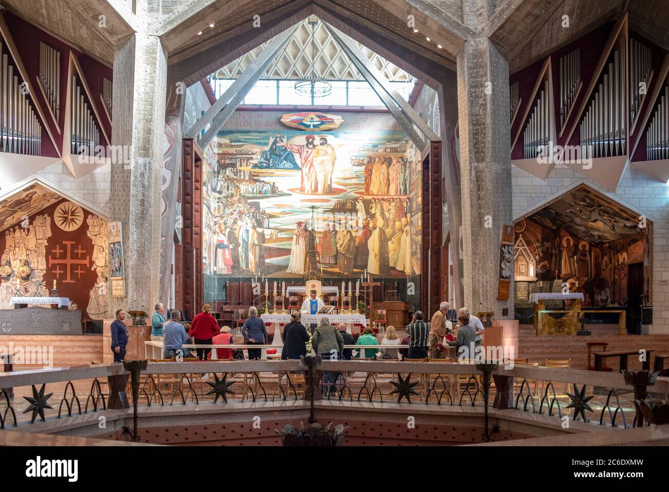 Israel, Nazareth, Basilica of the Annunciation the altar in the upper ...