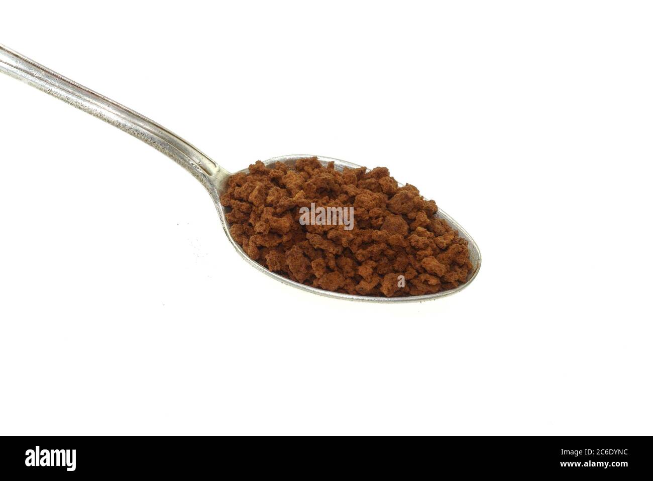 Instant Coffee powder on metal spoon isolated on white background Stock ...