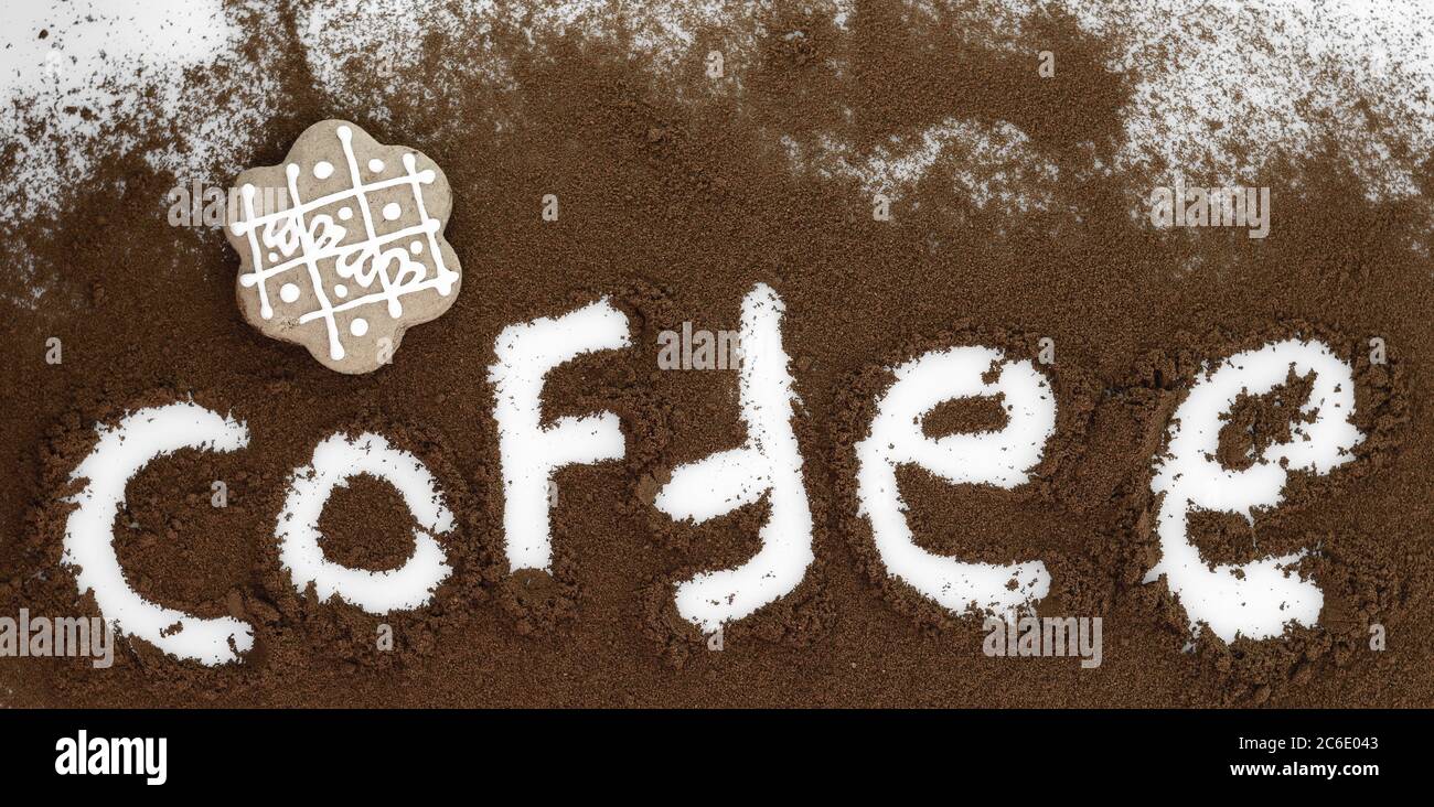 Coffee background with christmas cookie (gingerbread) isolated on white ...