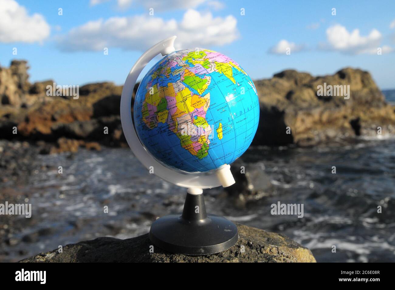 Ancient Vintage Globes Planet Earth near the Atlantic Ocean Stock Photo ...