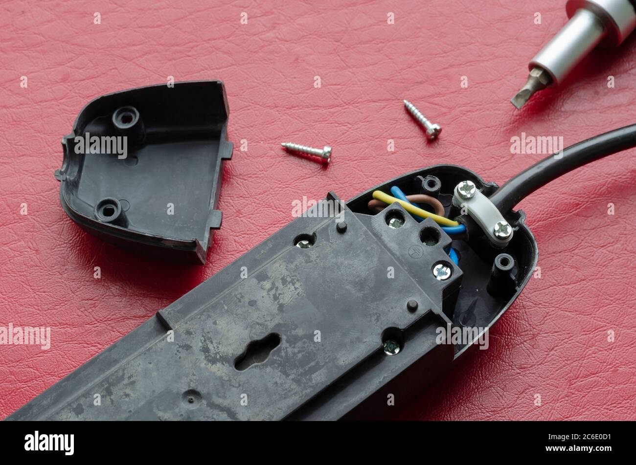 Electric splitter, cable and screwdriver. Connecting wiring to the ...