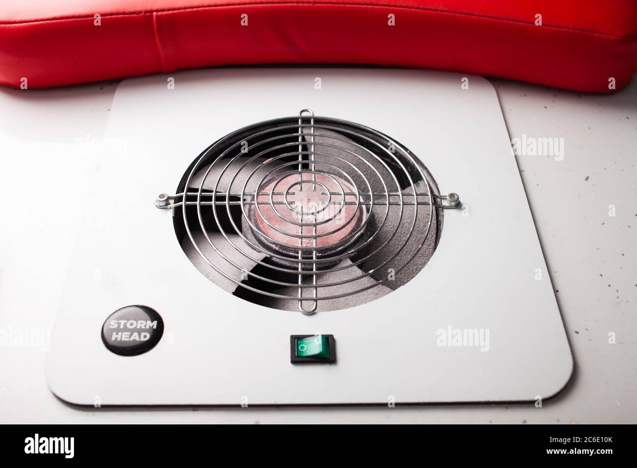 A fan in a beauty salon for a manicure. Nail drying. The fan is ...