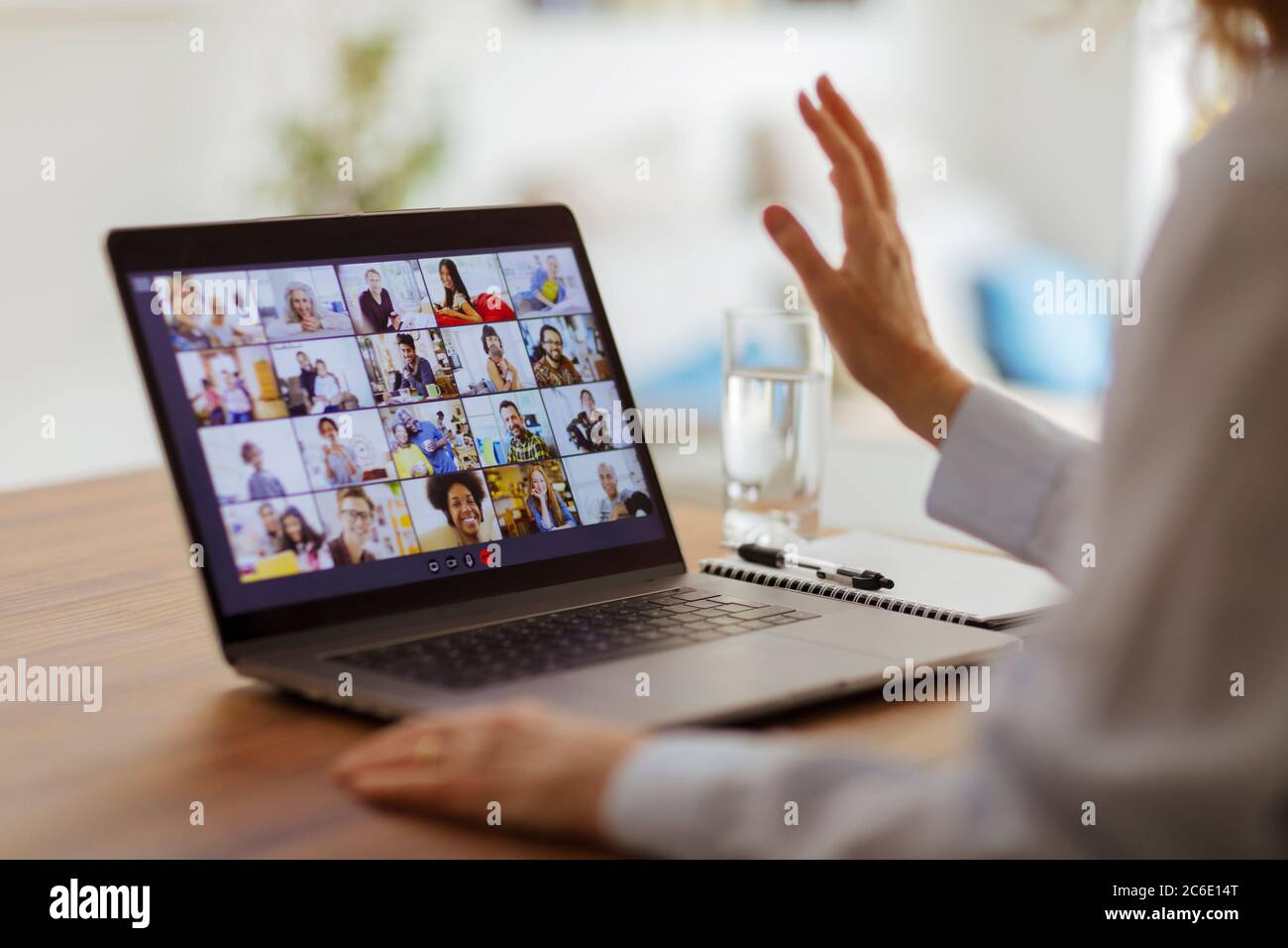 Friends video conferencing on laptop screen Stock Photo - Alamy