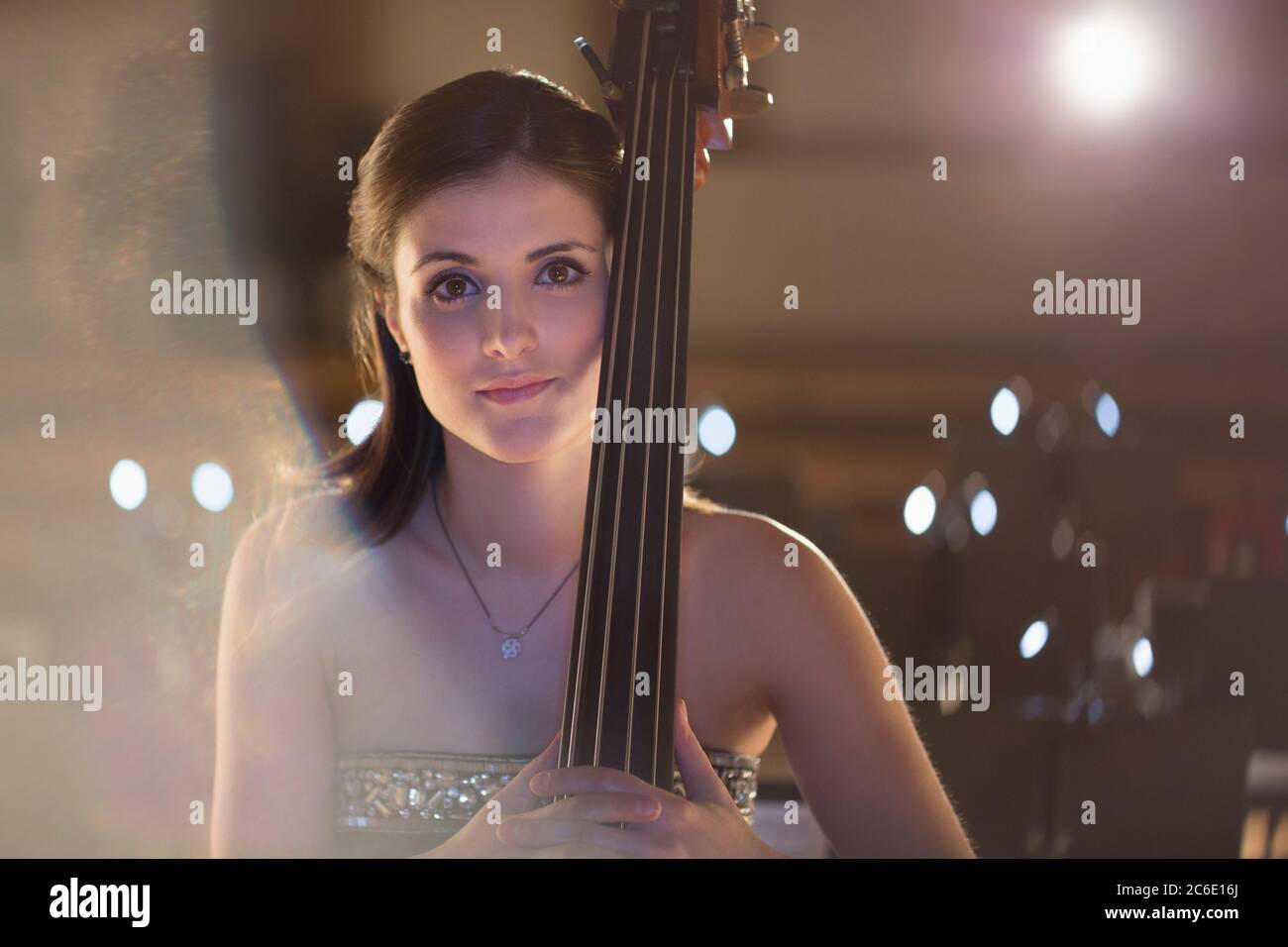 Portrait of double bassist Stock Photo - Alamy