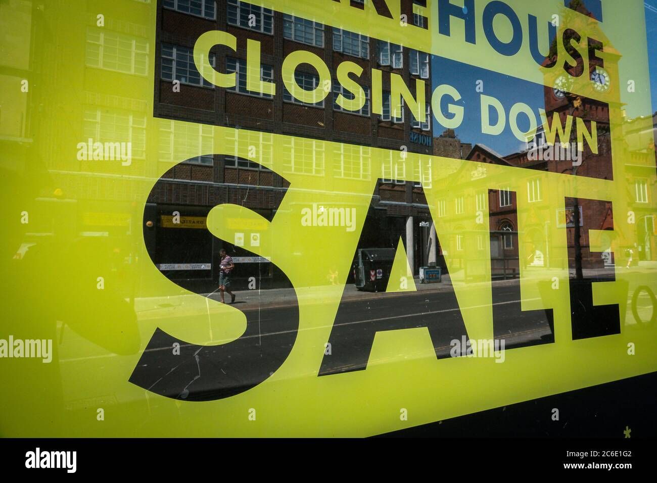 A sign in the window of shop in Brighton reads Closing Down Sale. Shops ...