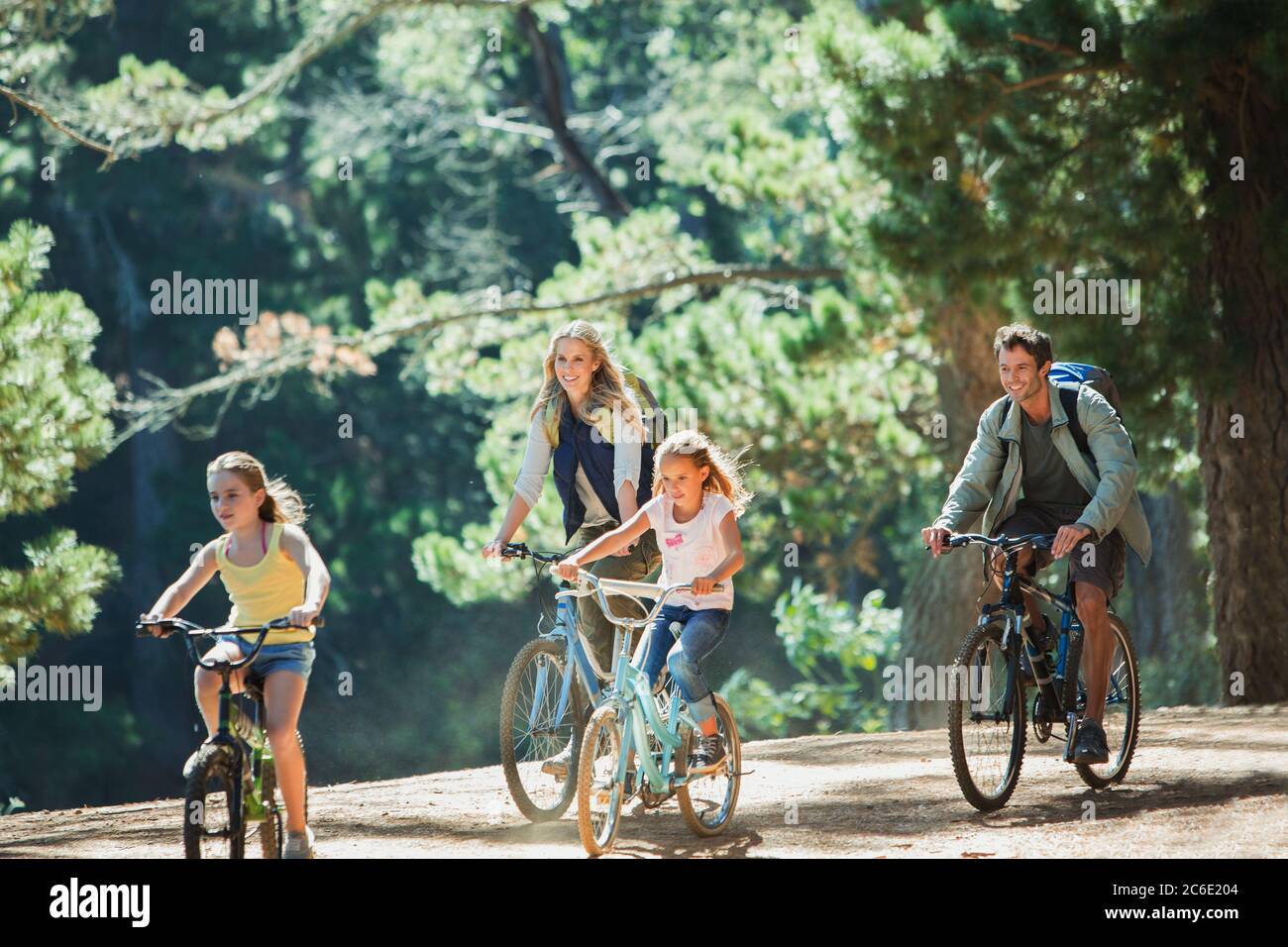 Family bike ride woods hi-res stock photography and images - Alamy