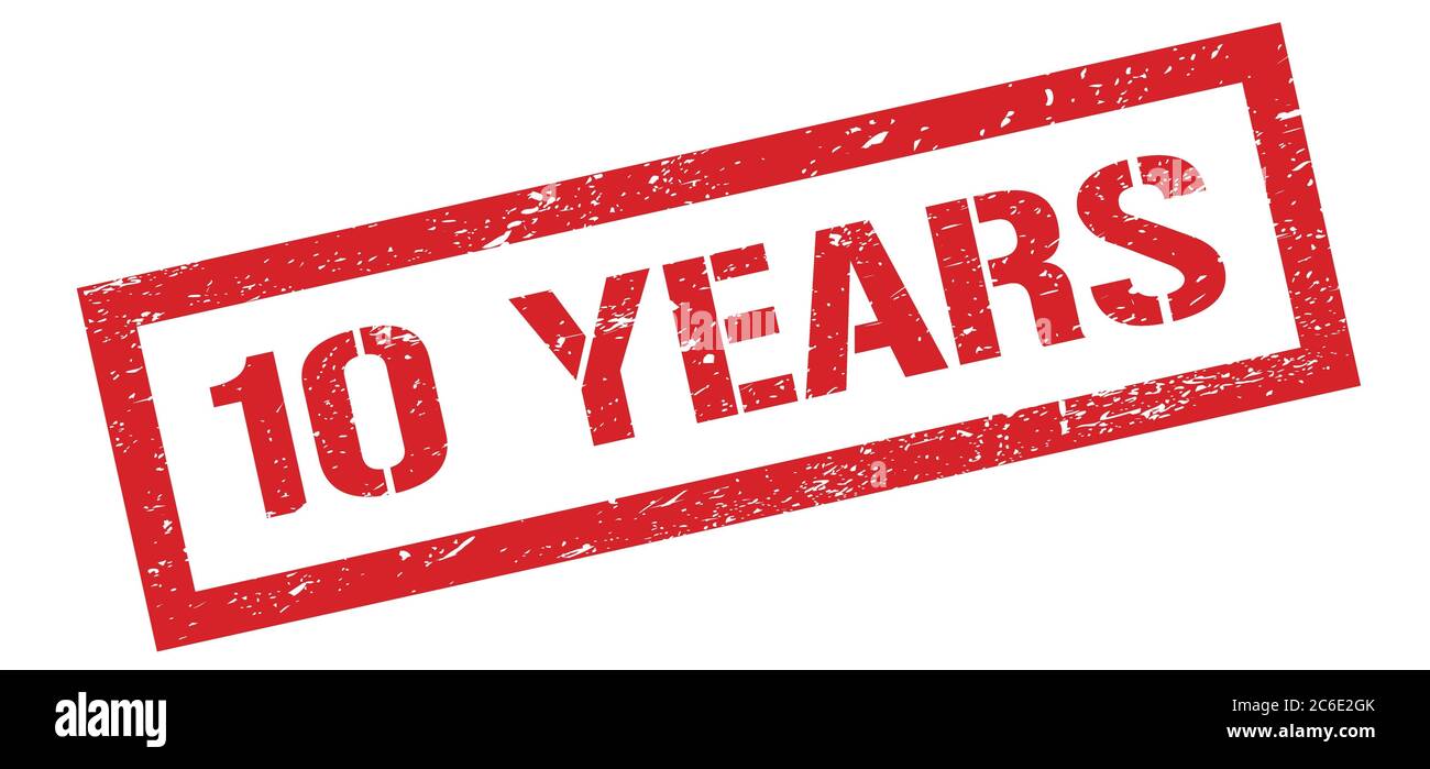 10 YEARS red grungy rectangle stamp sign Stock Photo - Alamy