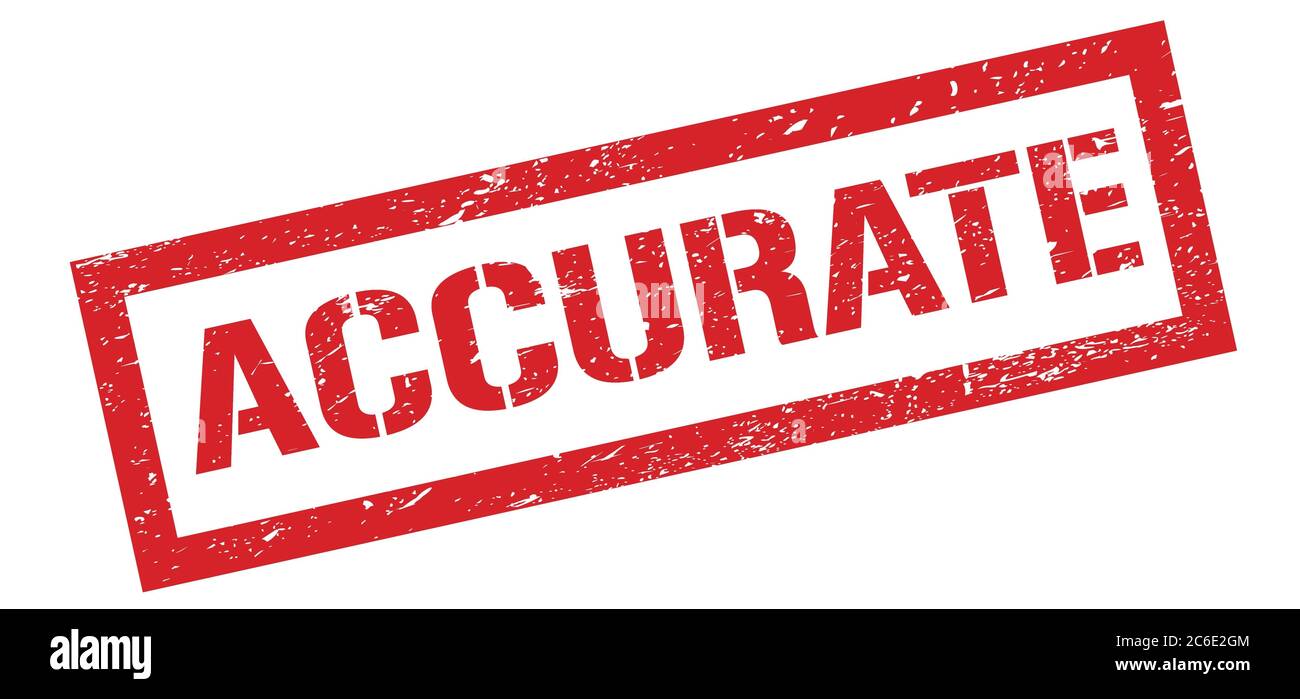 ACCURATE red grungy rectangle stamp sign Stock Photo - Alamy