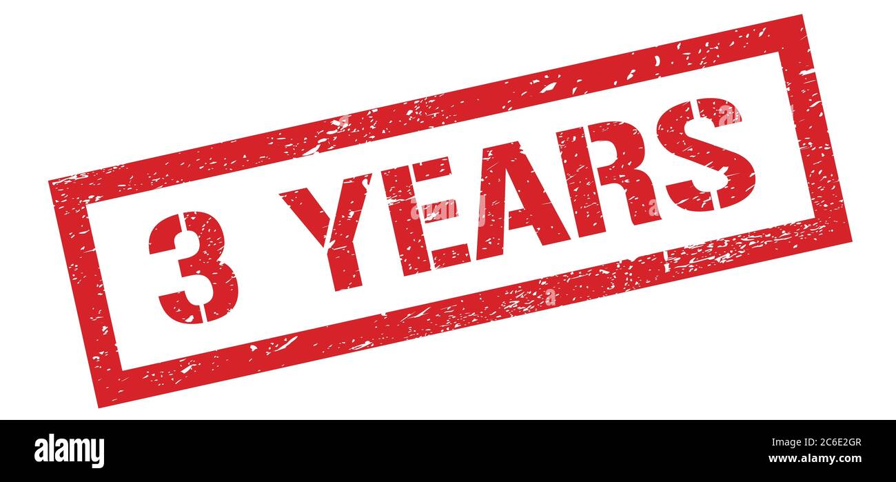 3 YEARS red grungy rectangle stamp sign Stock Photo - Alamy