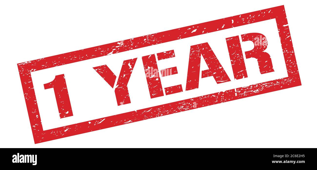 1 YEAR red grungy rectangle stamp sign Stock Photo - Alamy