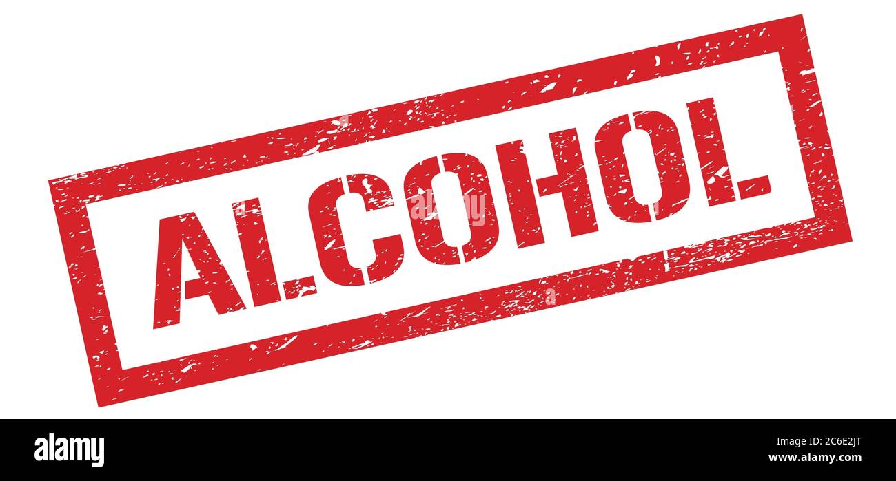 ALCOHOL red grungy rectangle stamp sign Stock Photo - Alamy