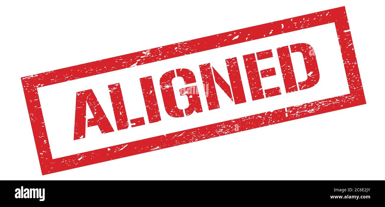 ALIGNED red grungy rectangle stamp sign Stock Photo - Alamy