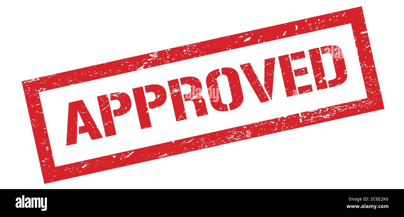 APPROVED red grungy rectangle stamp sign Stock Photo - Alamy