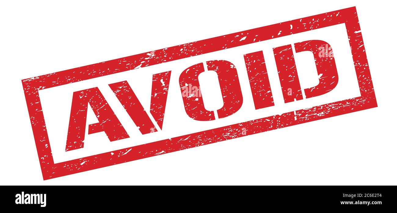AVOID red grungy rectangle stamp sign Stock Photo - Alamy