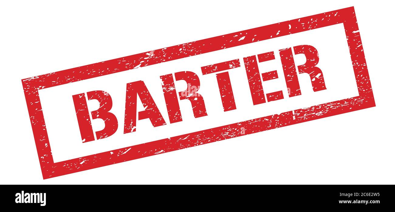 BARTER red grungy rectangle stamp sign Stock Photo - Alamy