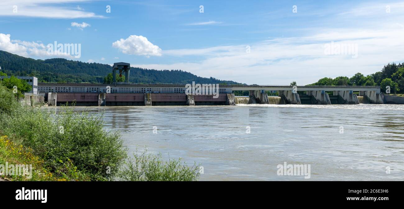 Bad Saeckingen, BW / Germany - 4 July 2020: hydroelectric power plant ...