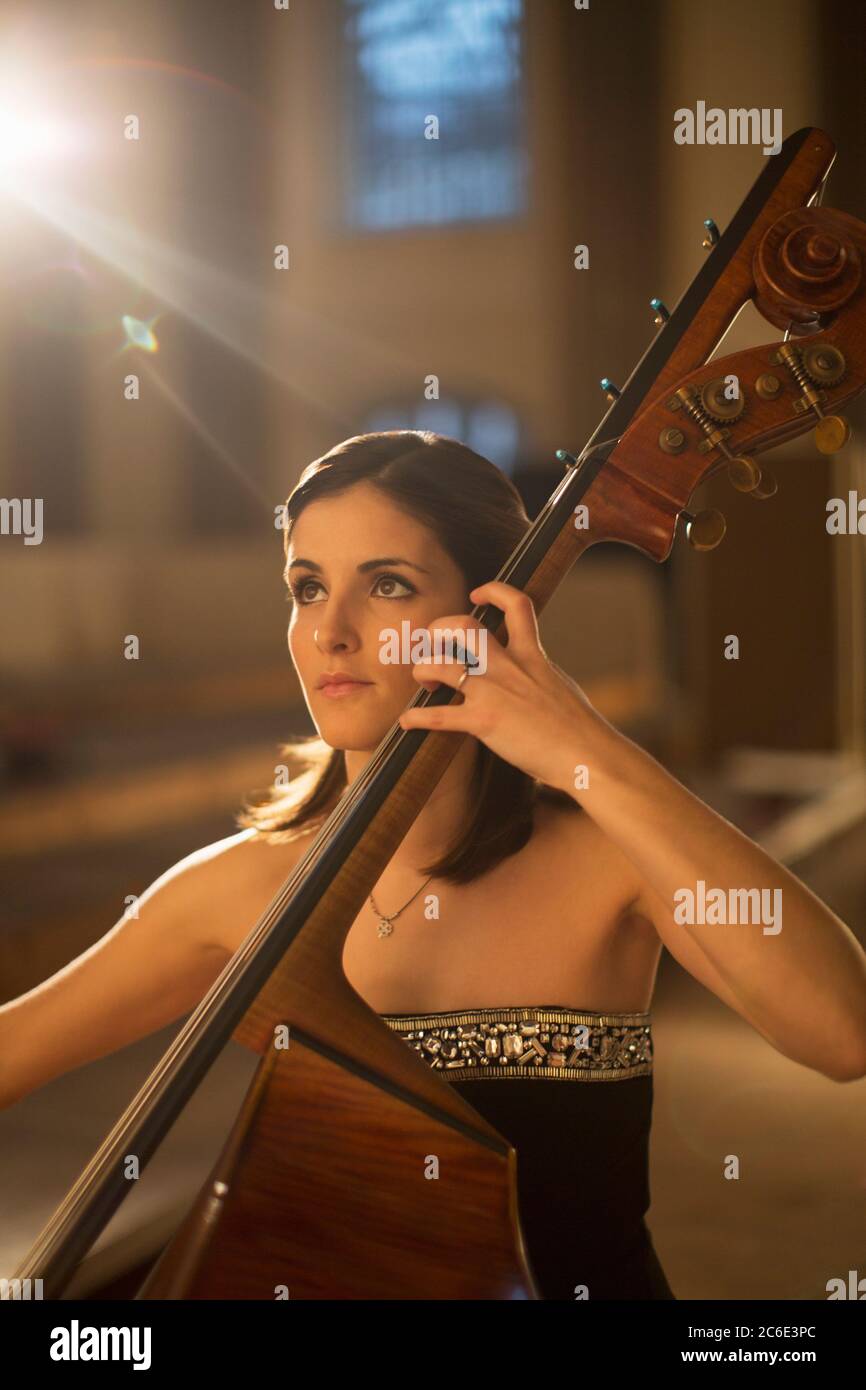 Double bassist performing Stock Photo - Alamy